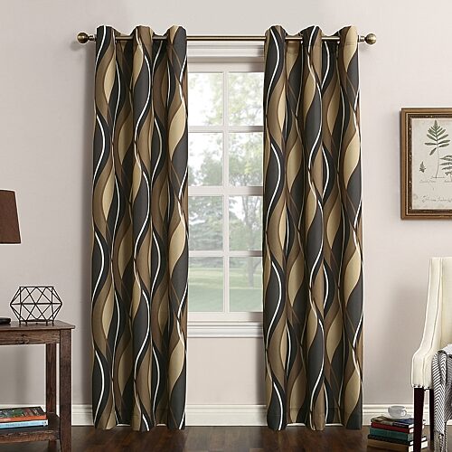 Click here for Intersect Ogee Print Semi-Sheer Grommet Curtain Pa... prices