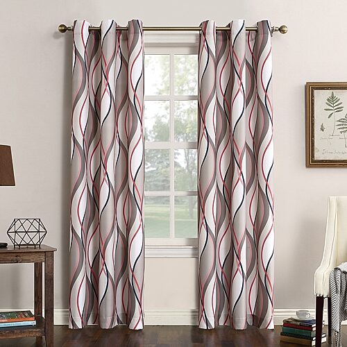 Click here for Intersect Ogee Print Semi-Sheer Grommet Curtain Pa... prices