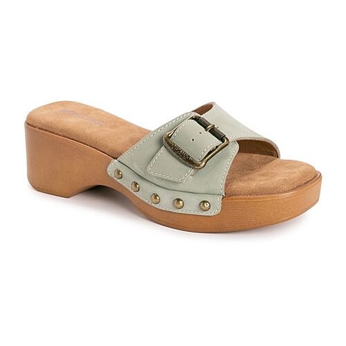 Click here for Muk Luks Womens Cora Sandal - Sage nubuck prices