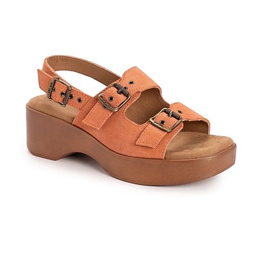 Click here for Muk Luks Womens Calliope Sandal - Coral suede prices