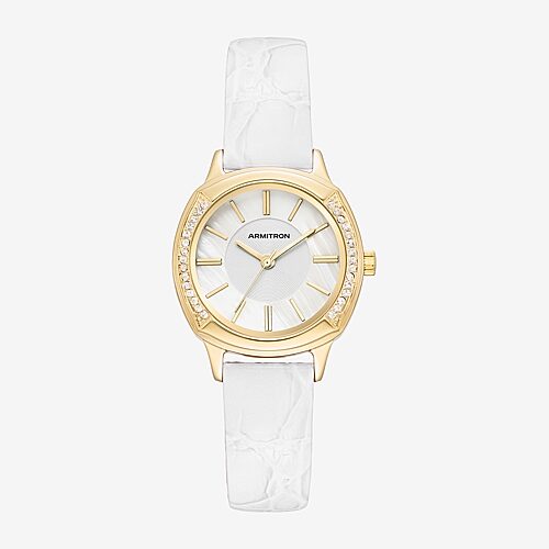 Click here for Armitron Womens White Leather Strap Watch 75-5977m... prices