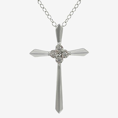 Click here for Diamond-Accent Cross Pendant Necklace 10K White Go... prices