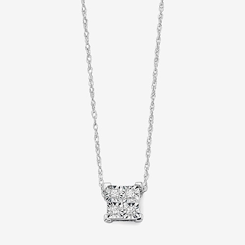 Click here for Diamond-Accent 10K White Gold Square Necklace  One... prices
