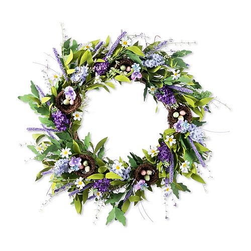 Click here for Glitzhome 24D Easter Lavender And Bird Nest Wreath... prices