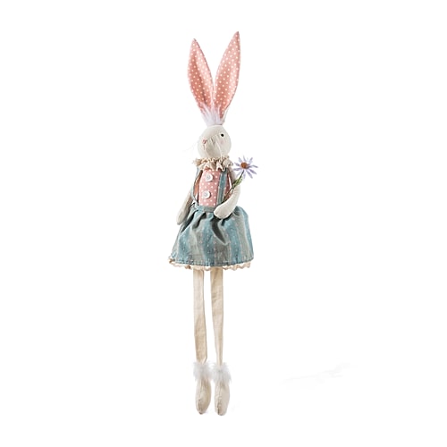 Click here for Glitzhome 30 Fabric Girl Bunny Easter Tabletop Dec... prices