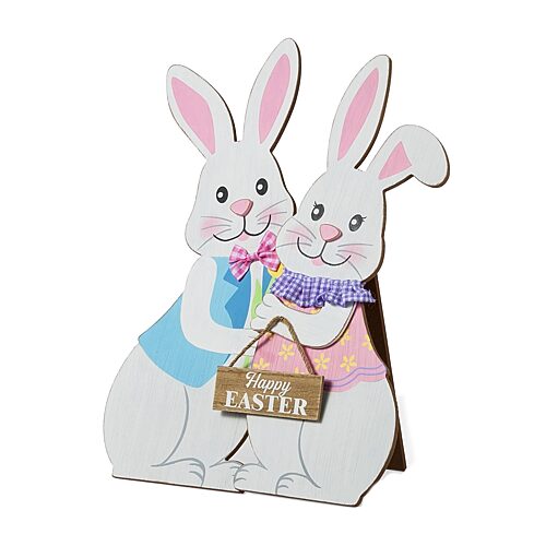 Click here for Glitzhome Wooden Bunny Easter Porch Sign  One Size... prices