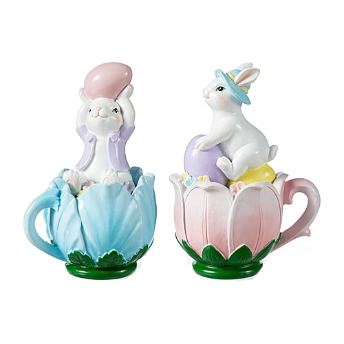 Click here for Glitzhome Bunny On Tulip Mug Easter Tabletop Decor... prices