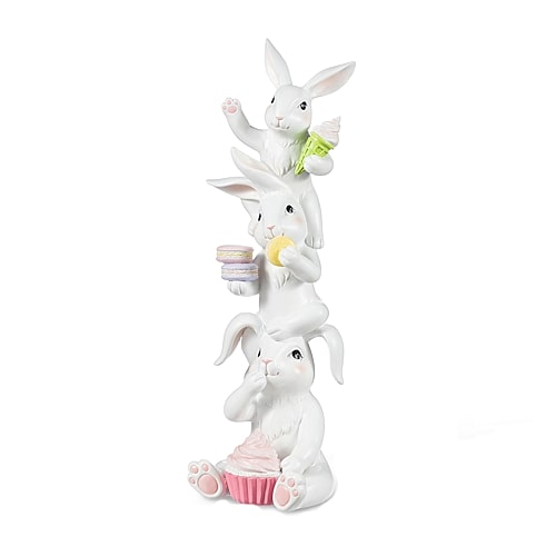 Click here for Glitzhome 18 Resin Stacked Bunny With Macaron East... prices