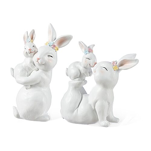 Click here for Glitzhome Bunny Mom And Baby Easter Tabletop Decor... prices