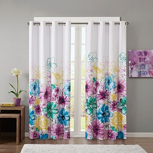 Intelligent Design Ashley 50W X 84L Total Grommet Top 100 Blackout Single Curtain Panel  One Size  Blue