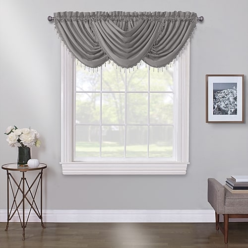 Click here for Max Blackout Mystique Rod Pocket Waterfall Valance... prices