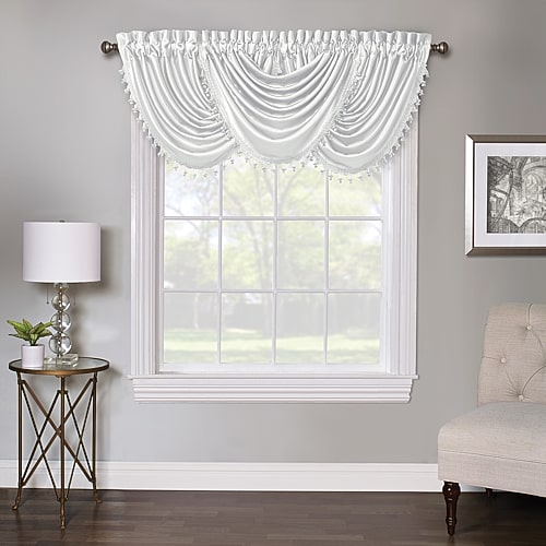 Regal Home Regency Rod Pocket Waterfall Valance  One Size  White