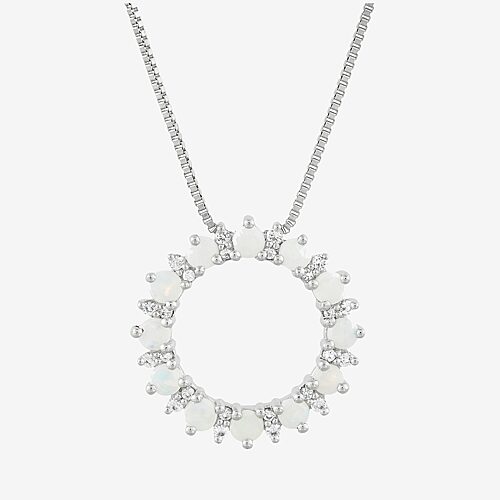 Click here for Womens Lab Created White Opal Sterling Silver Circ... prices