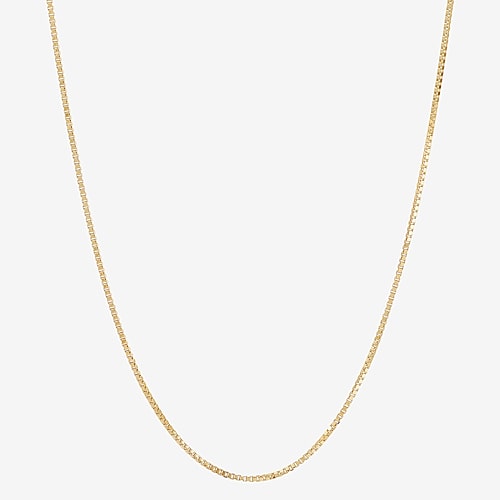 Click here for Womens 14K Gold 20 Inch Box Chain Necklace  One Si... prices