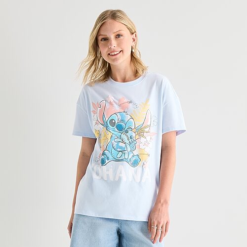 Click here for Stitch Boyfriend Tee Womens Juniors Crew Neck Shor... prices
