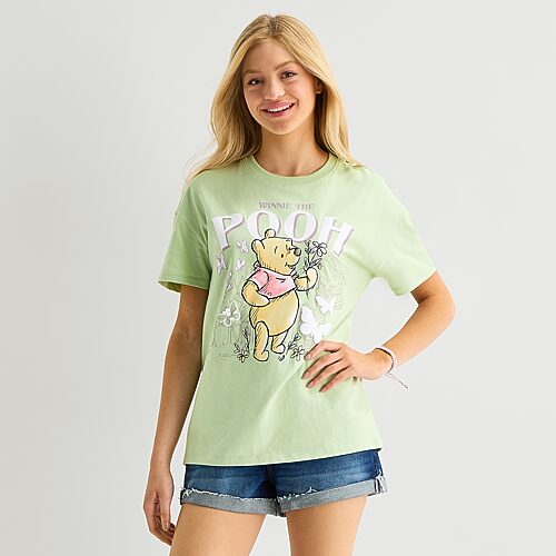Click here for Pooh Boyfriend Tee Womens Juniors Crew Neck Short... prices