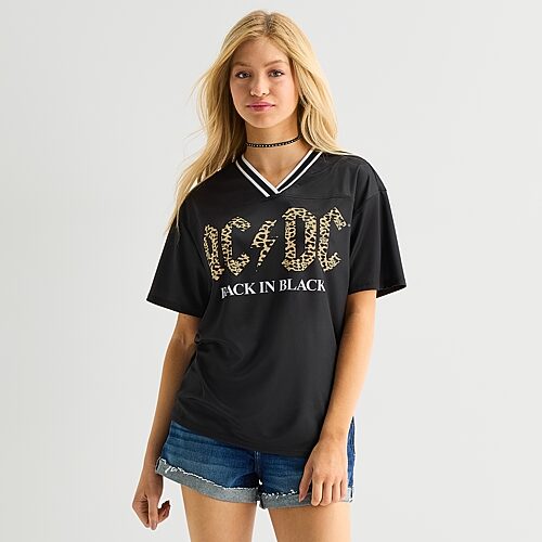 Click here for Womens Juniors V Neck Short Sleeve AC/DC Jersey  X... prices