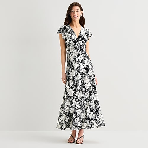 Click here for MSK Womens V Neck Short Sleeve Flutter Maxi Dress... prices