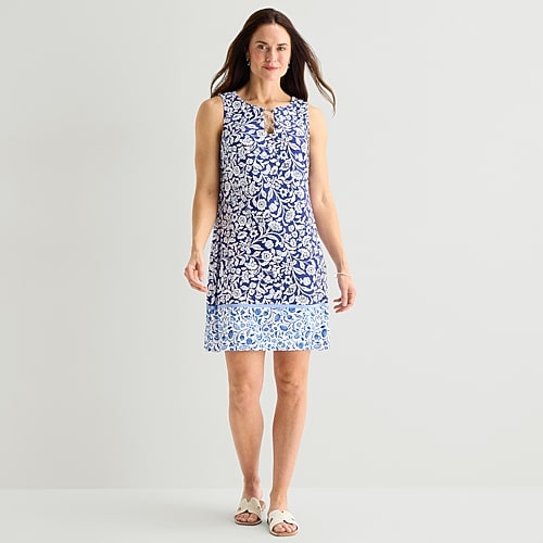 Click here for MSK Womens V Neck Sleeveless Paisley Shift Dress... prices