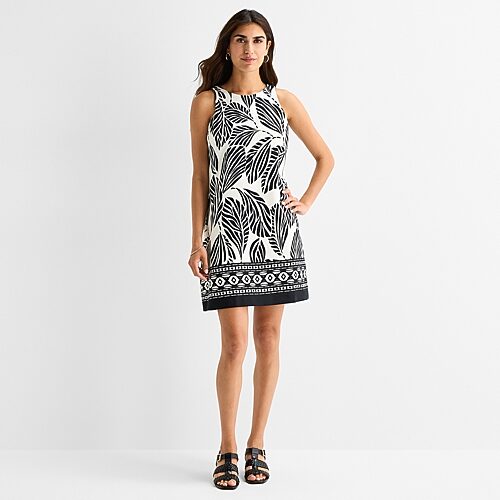 Click here for MSK Womens Round Neck Sleeveless Leaf Sheath Dress... prices