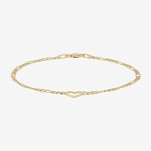 Click here for Womens 14K Gold Heart Charm Bracelet  One Size  Ye... prices