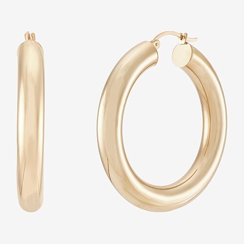 Click here for Womens 14K Gold 40mm Hoop Earrings  One Size  Yell... prices