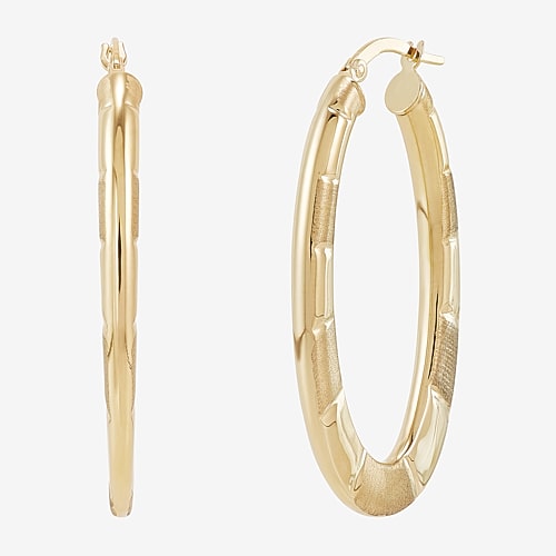 Click here for Womens 14K Gold 30mm Oval Hoop Earrings  One Size... prices