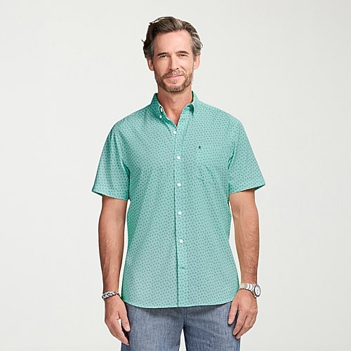Click here for IZOD Breeze Mens Short Sleeve Athletic Fit Button-... prices