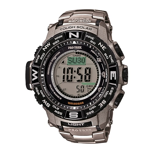 Click here for Casio Pro Trek Mens Atomic Time Digital Silver Ton... prices