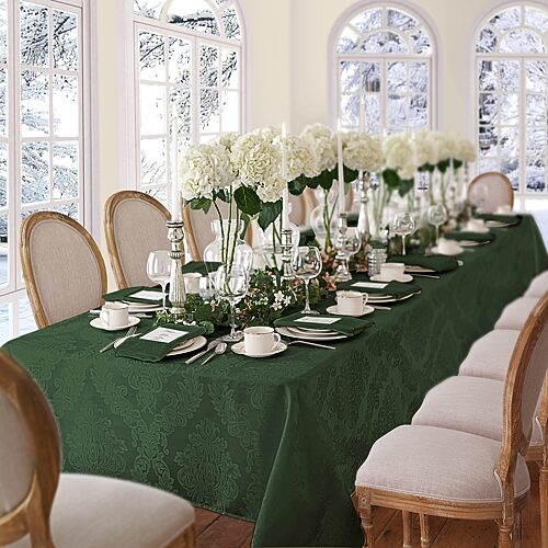 Elrene Barcelona Damask Tablecloth  52 x 70 - Hunter