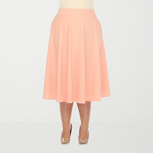 Click here for Plus Size White Mark Flared Midi Skirt with Pocket... prices