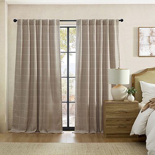 Click here for Elrene Home Fashions Sawyer Windowpane Plaid Black... prices