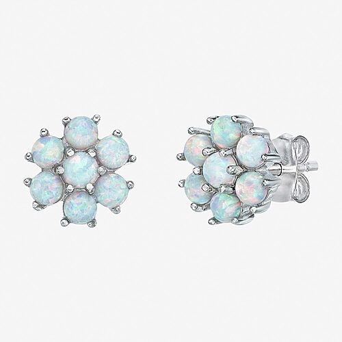 Click here for Lab Created White Opal Sterling Silver 9mm Flower... prices