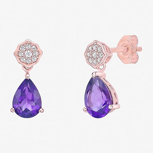 Click here for Womens Genuine Purple Amethyst 18K Rose Gold Over... prices