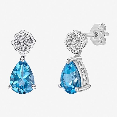 Click here for Womens Genuine Blue Topaz Sterling Silver Pear Dro... prices