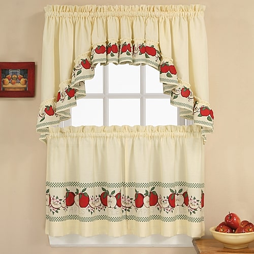Click here for CHF Red Delicious 3-pc. Rod Pocket Kitchen Curtain... prices