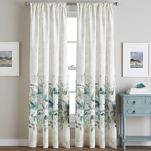 Click here for Watercolor Floral Border Print Rod Pocket Panel Cu... prices
