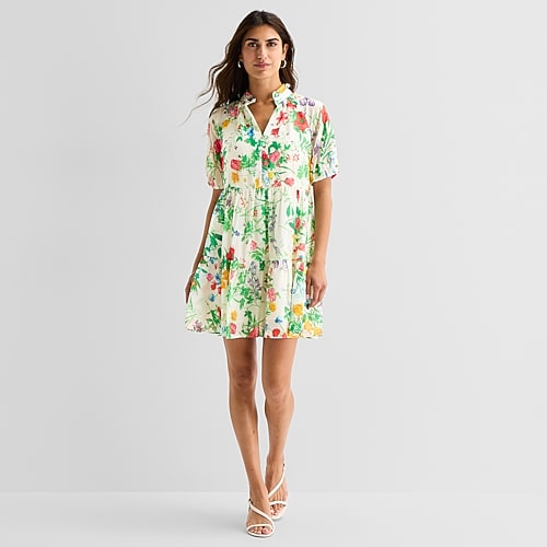 Click here for Womens MSK Short Sleeve Floral Babydoll A-Line Dre... prices