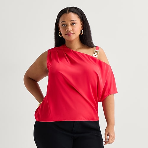 Click here for Bold Elements Womens Plus Asymmetrical Neck Short... prices