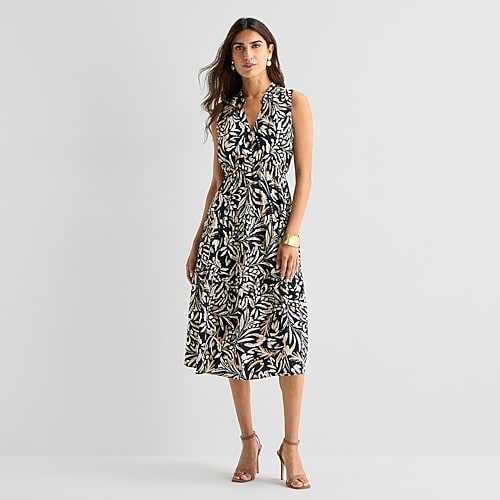 Click here for Isabel & Nina Womens Midi V Neck Sleeveless Leaf F... prices