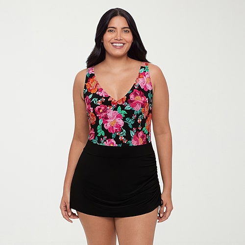 Click here for Trimshaper Womens Floral Swim Dress  8  Black prices