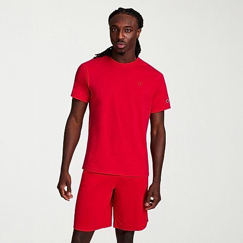 Click here for Champion Mens Cotton Jersey T-Shirt - Tango Red prices
