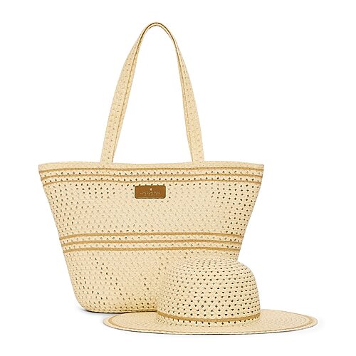Click here for London Fog Woven Straw With Hat Set Tote Bag  One... prices