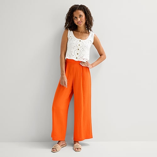 Click here for by&by Womens Juniors Wide Leg Trouser  Medium  Ora... prices