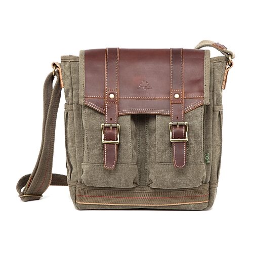 Tsd Brand Turtle Ridge 4-Pocket Canvas Crossbody Bag - Olive