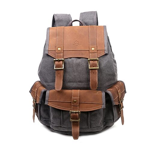 Click here for Tsd Brand Turtle Ridge Canvas Backpack - Gray prices