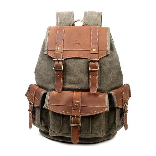 Click here for Tsd Brand Turtle Ridge Canvas Backpack - Olive prices