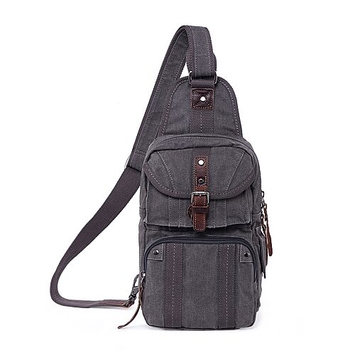 Click here for Tsd Brand Sunset Cove Canvas Sling Bag - Gray prices