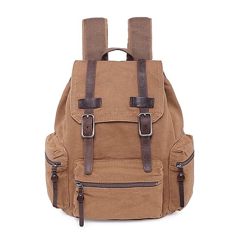 Click here for Tsd Brand Silent Trail Canvas Backpack - Camel prices
