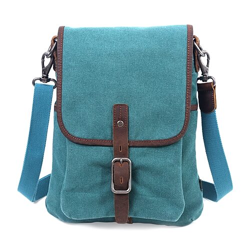 Click here for Tsd Brand Valley Vista Canvas Crossbody Bag - Aqua prices